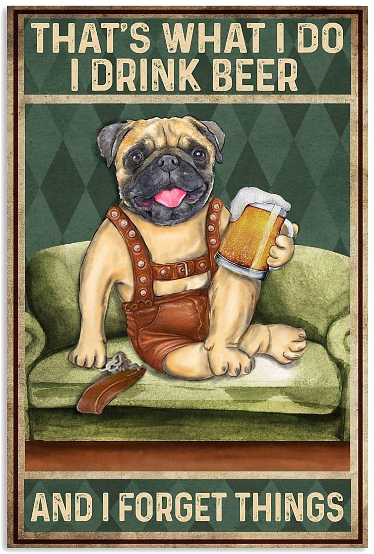 dogs drinking beer poster