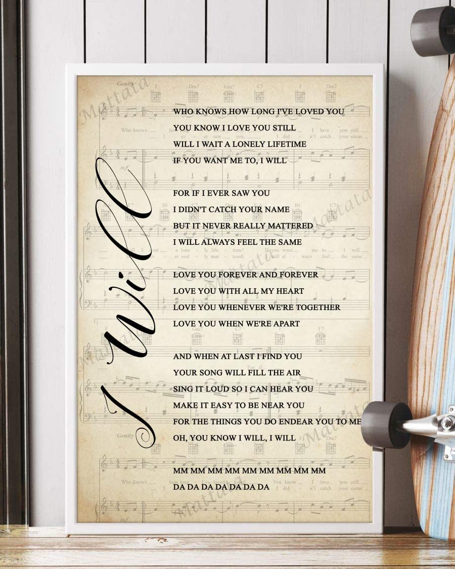 I Will Song Lyrics Sheet Music Portrait