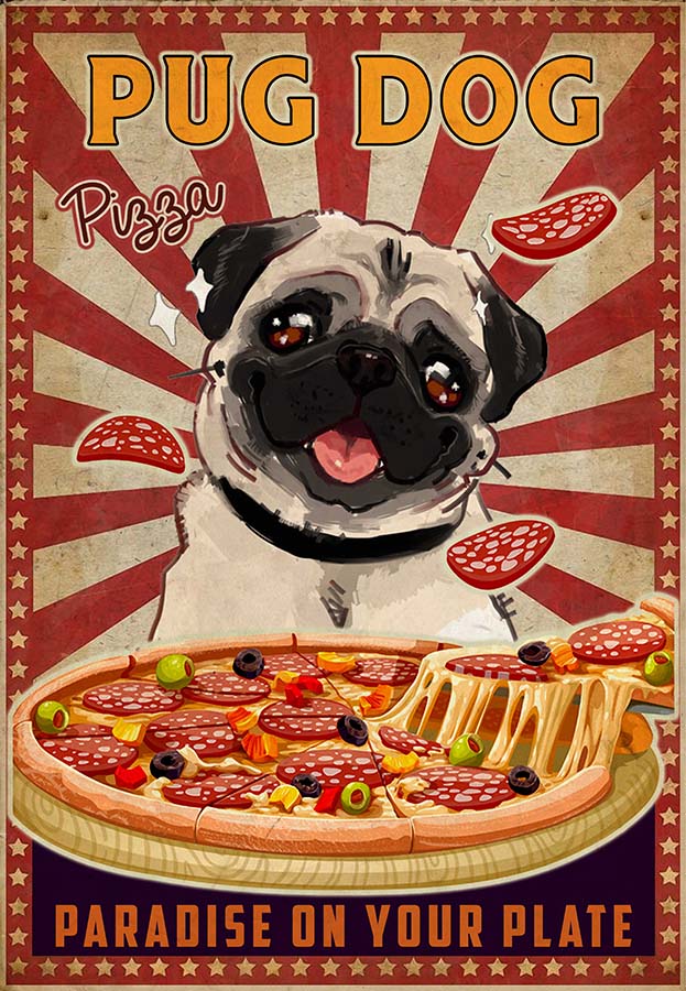 Wall Art Pug - Pizza Paradise On Your Plate-MH2109